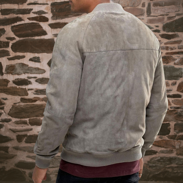 Men's Suede Jacket | The Richard Jacket in Grey Suede | KC Leather Co ...
