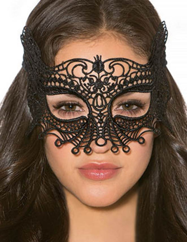 Enchanting Black Lace Bat Eye Mask - KC Leather Co.
