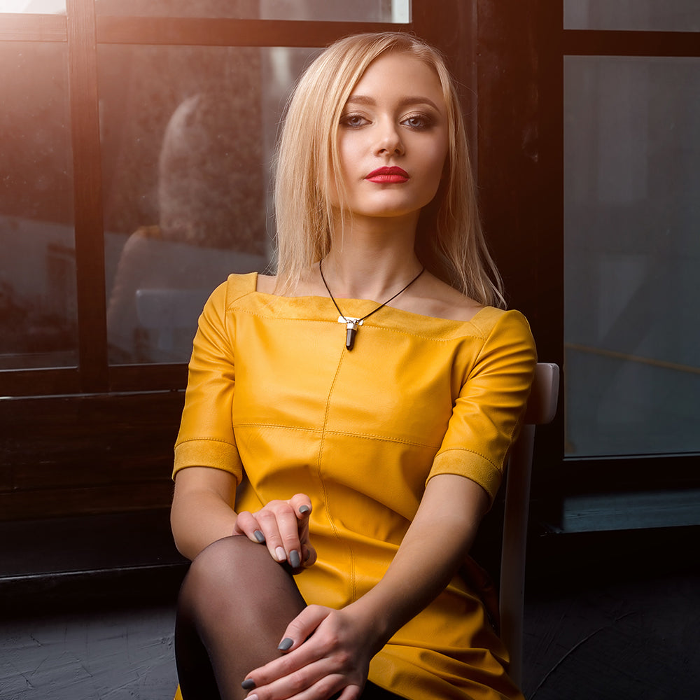 Leather Dress | Leslie Mini Dress in Yellow | KC Leather Co.