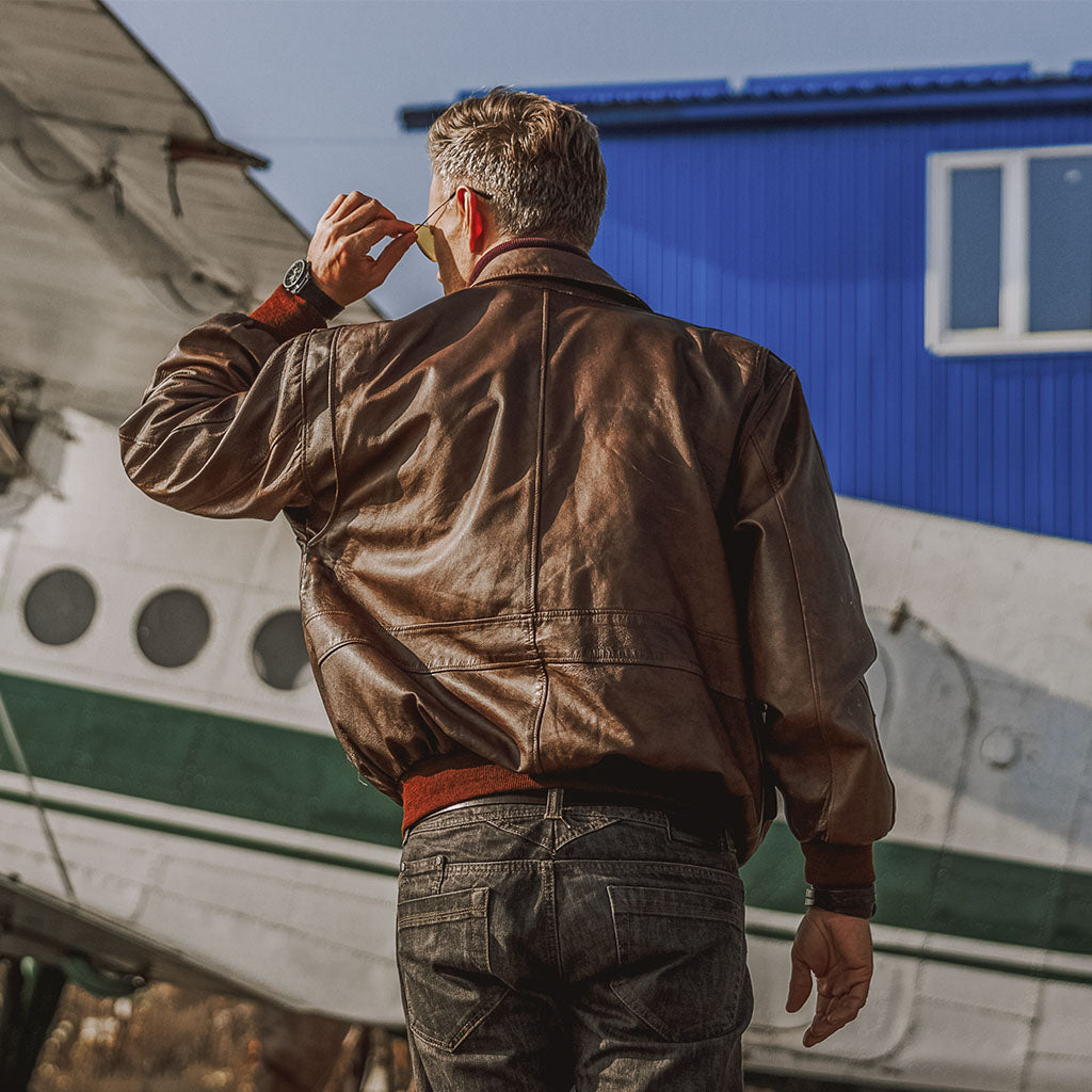 Men's Brown Leather Bomber Jacket | KC Leather Signature Range - KC ...